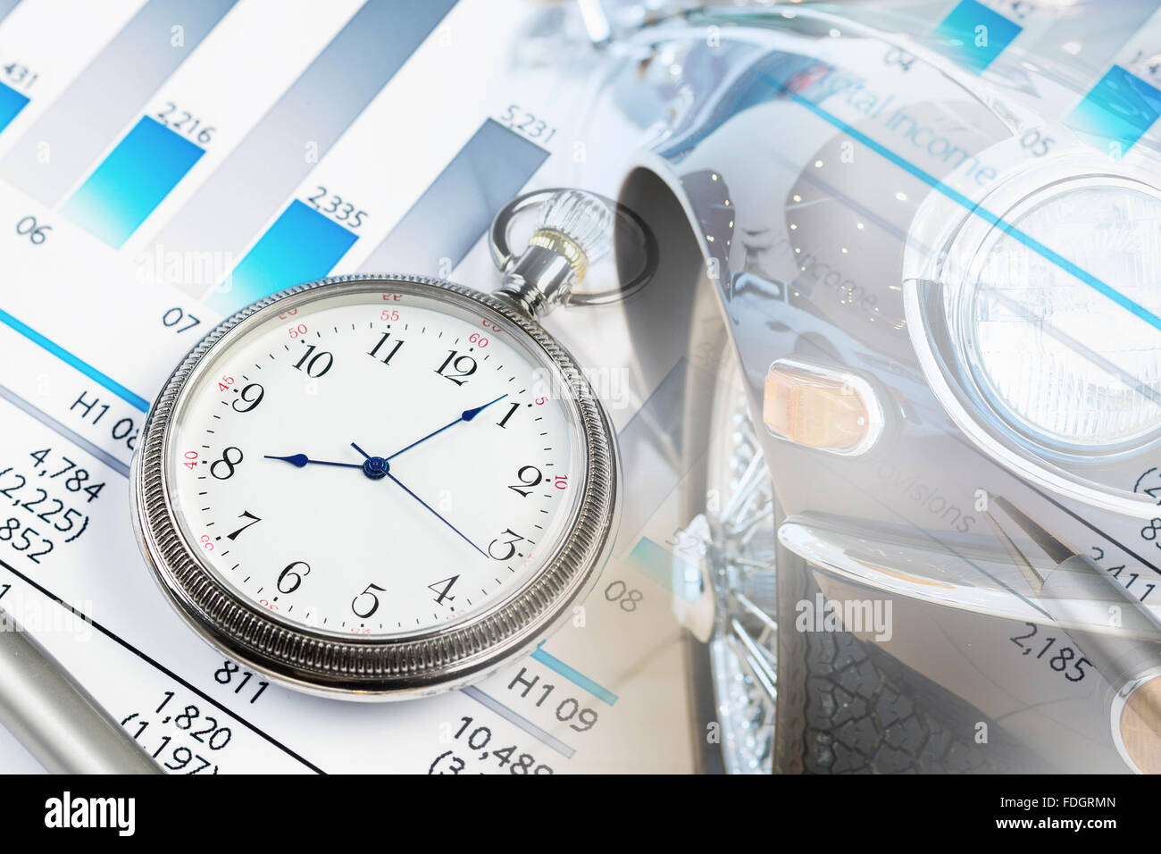 Pocket watch and business concepts on digital background Stock Photo ...