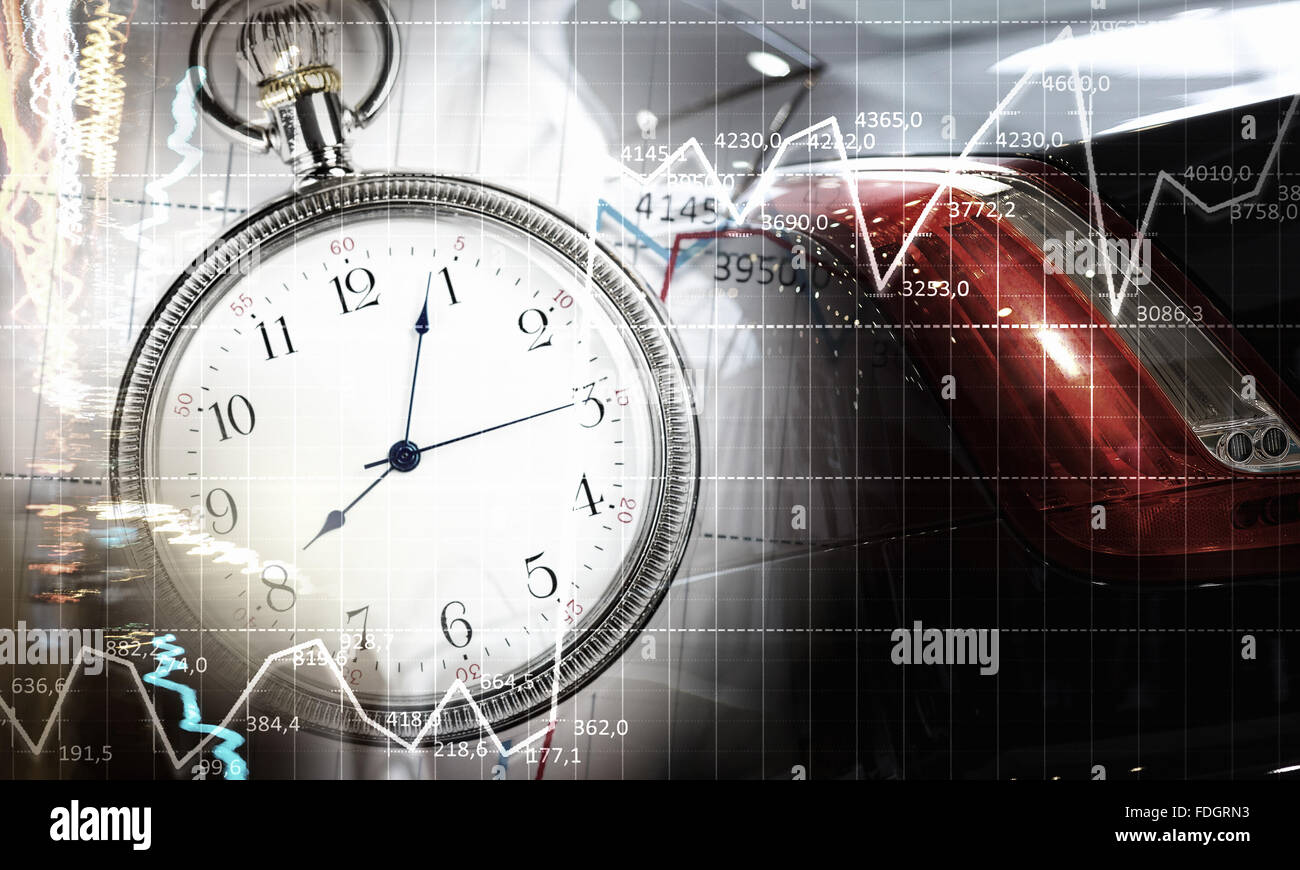 Pocket watch and business concepts on digital background Stock Photo ...