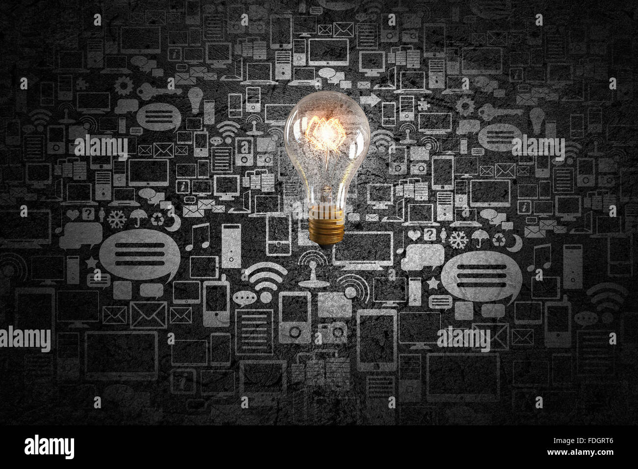 Glowing glass light bulb on computing concept background Stock Photo ...
