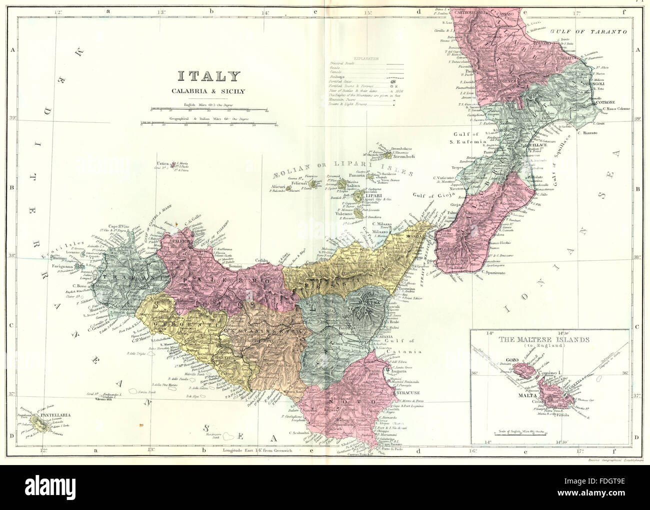 Radicena Reggio Calabria Italy Map Reggio Calabria Map Art Print