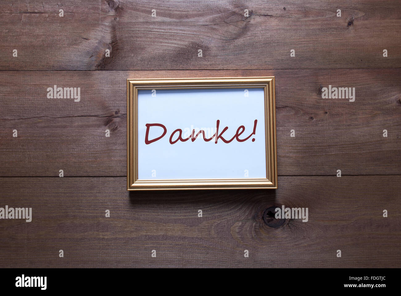 Golden Picture Frame With Copy Space Danke Mean Thank You Stock Photo ...