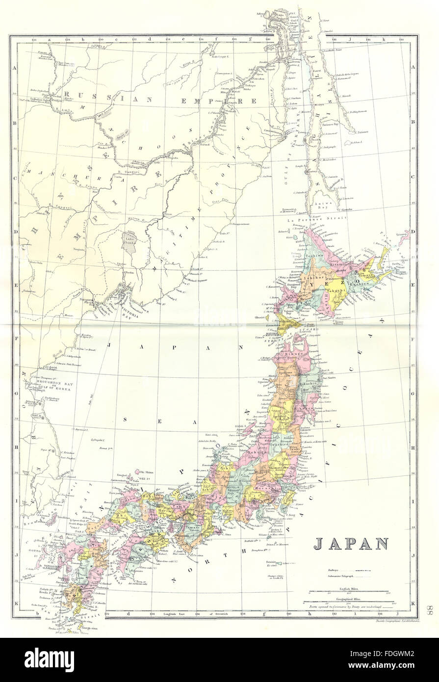 19th century japan map hi-res stock photography and images - Alamy