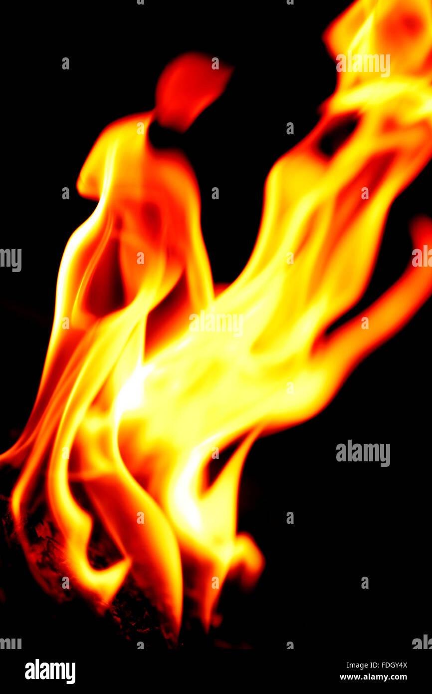fire flame close up on black background Stock Photo - Alamy
