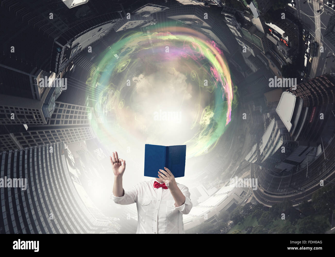Senior woman with opened book against her face showing ok gesture Stock ...