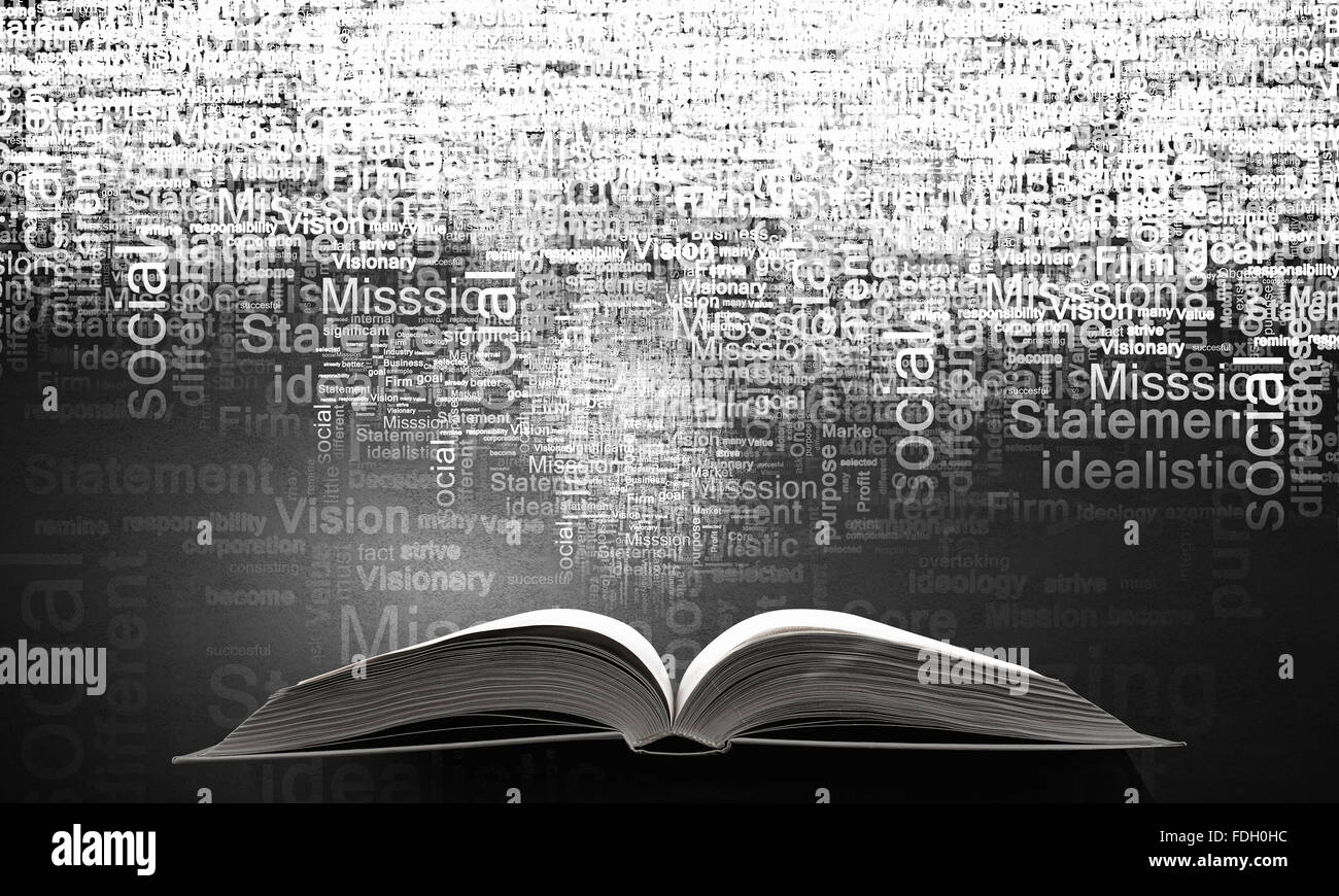 Opened book and business leadership conceptual words Stock Photo - Alamy