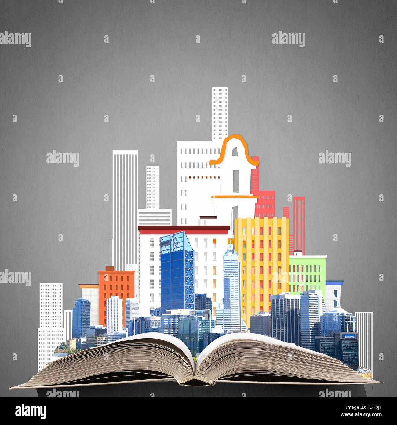 Opened book modern city hi-res stock photography and images - Alamy