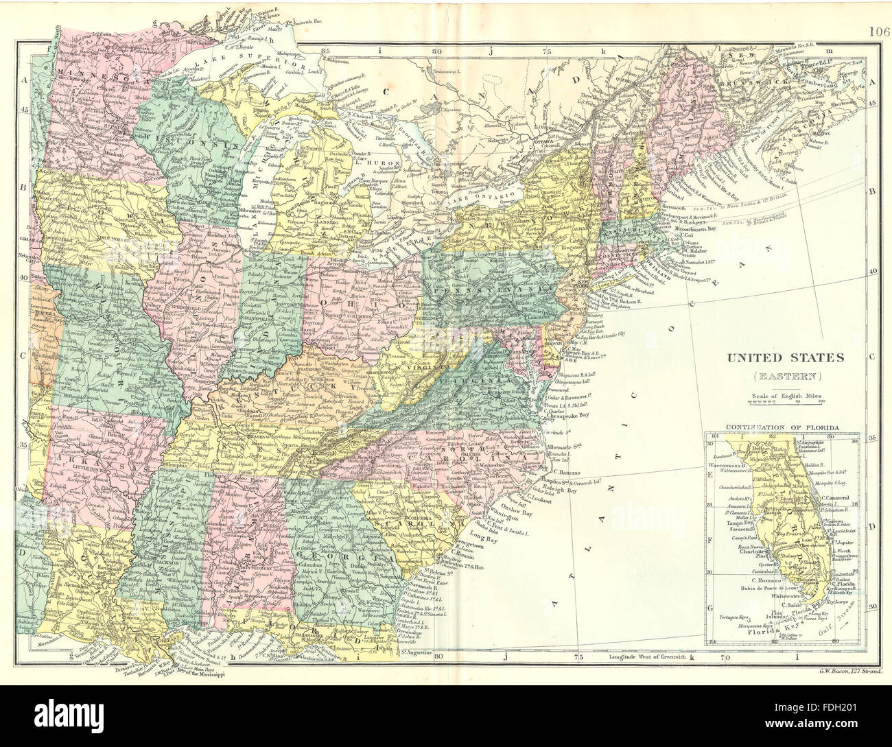 Antique map of eastern states of usa hi-res stock photography and ...