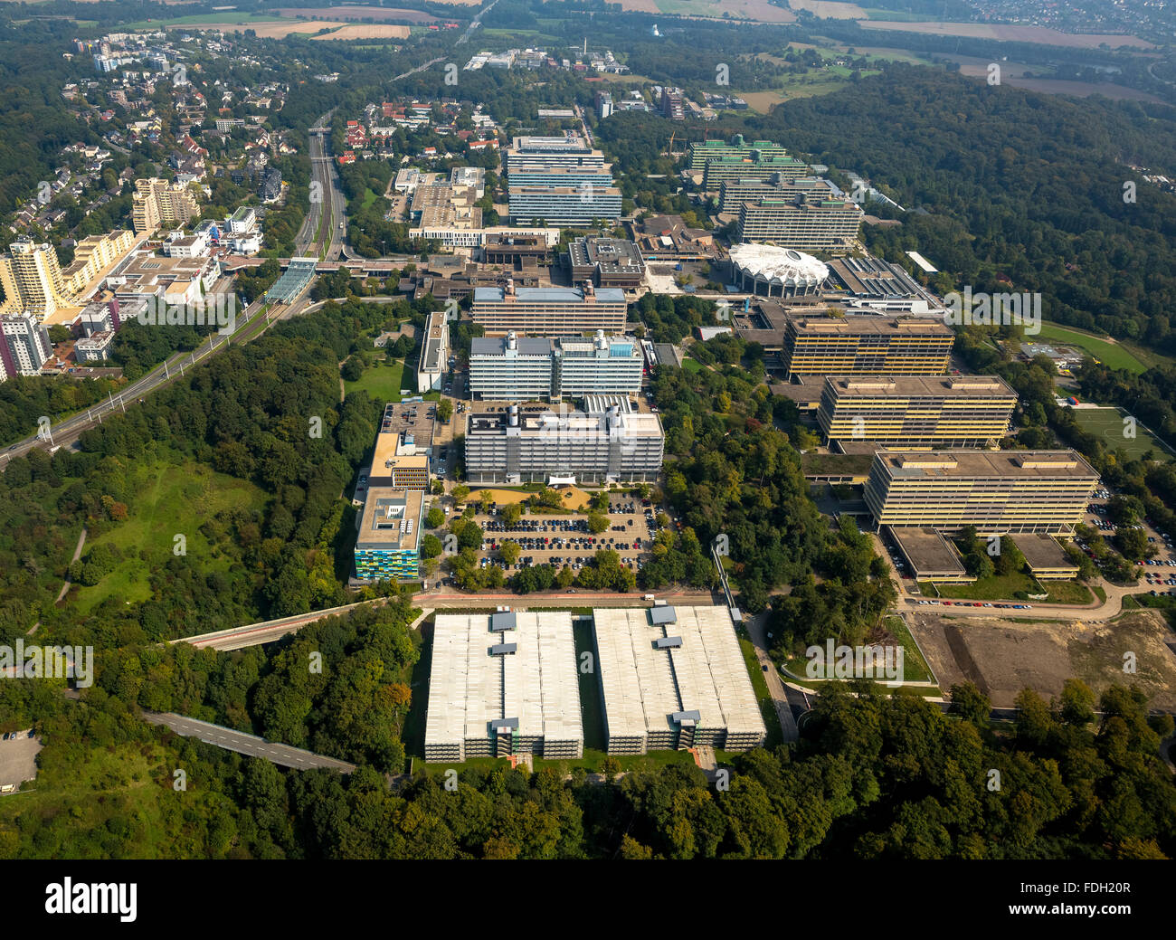 Aerial view, RUB, Ruhr University Bochum on BioMedizinZentrum, Bochum ...