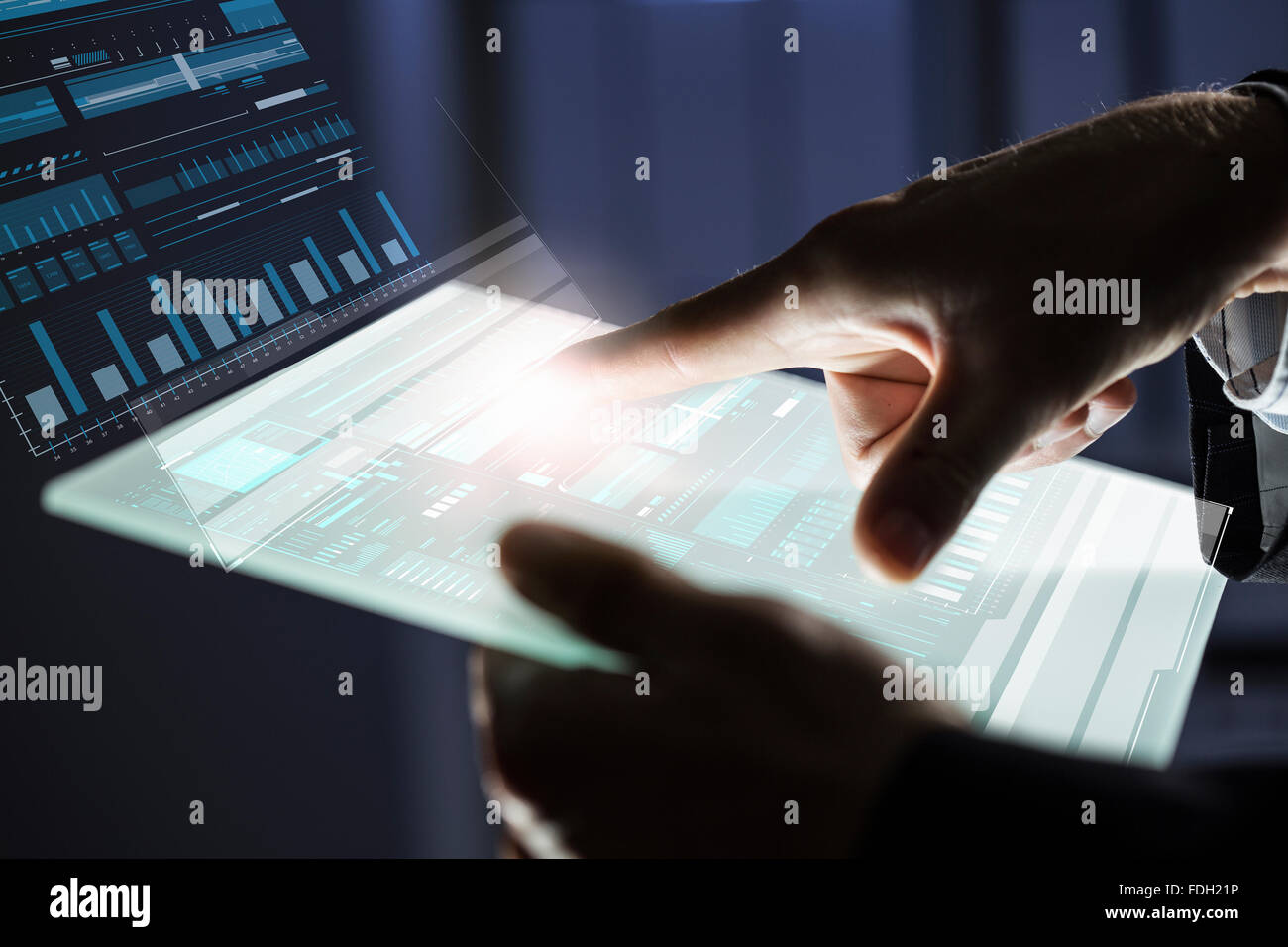 Close up of human hands using virtual panel Stock Photo - Alamy