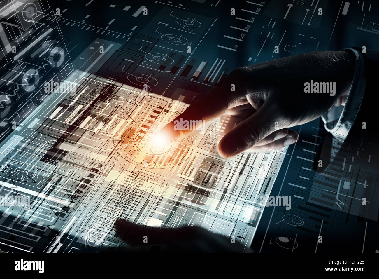 Close up of human hands using virtual panel Stock Photo - Alamy