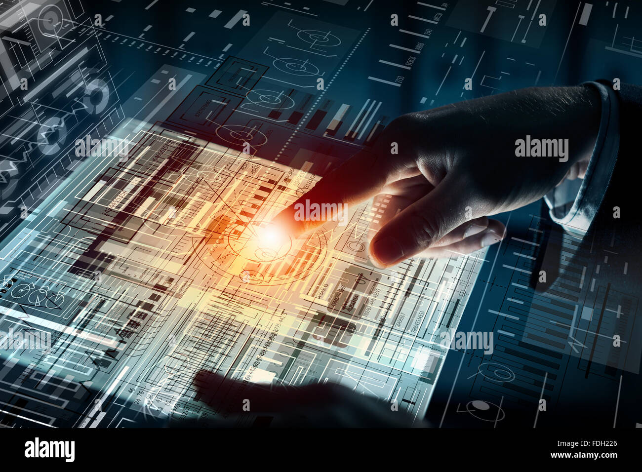 Close up of human hands using virtual panel Stock Photo - Alamy