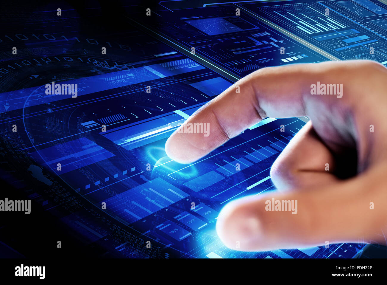 Close up of human hands using virtual panel Stock Photo - Alamy