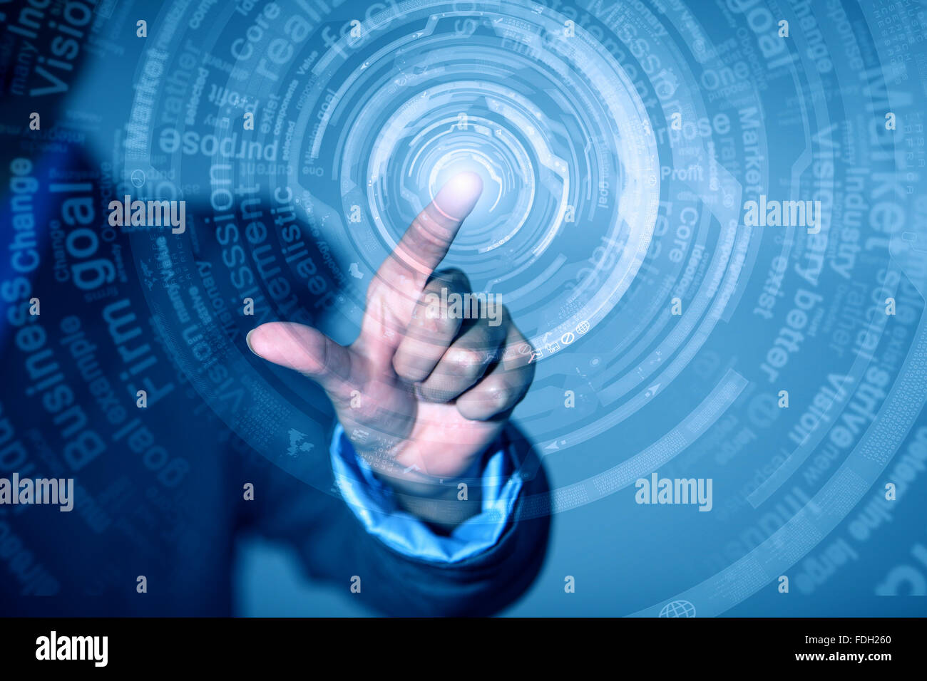 Close up of businessman touching digital screen with finger Stock Photo ...