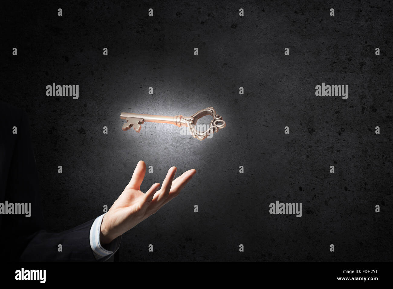 Close up of businessman hand showing key to success Stock Photo - Alamy