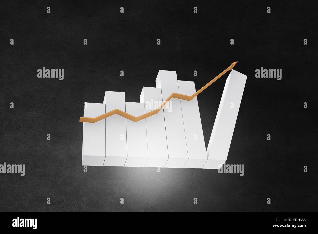 Hand of businessman on dark background showing glowing business growth ...