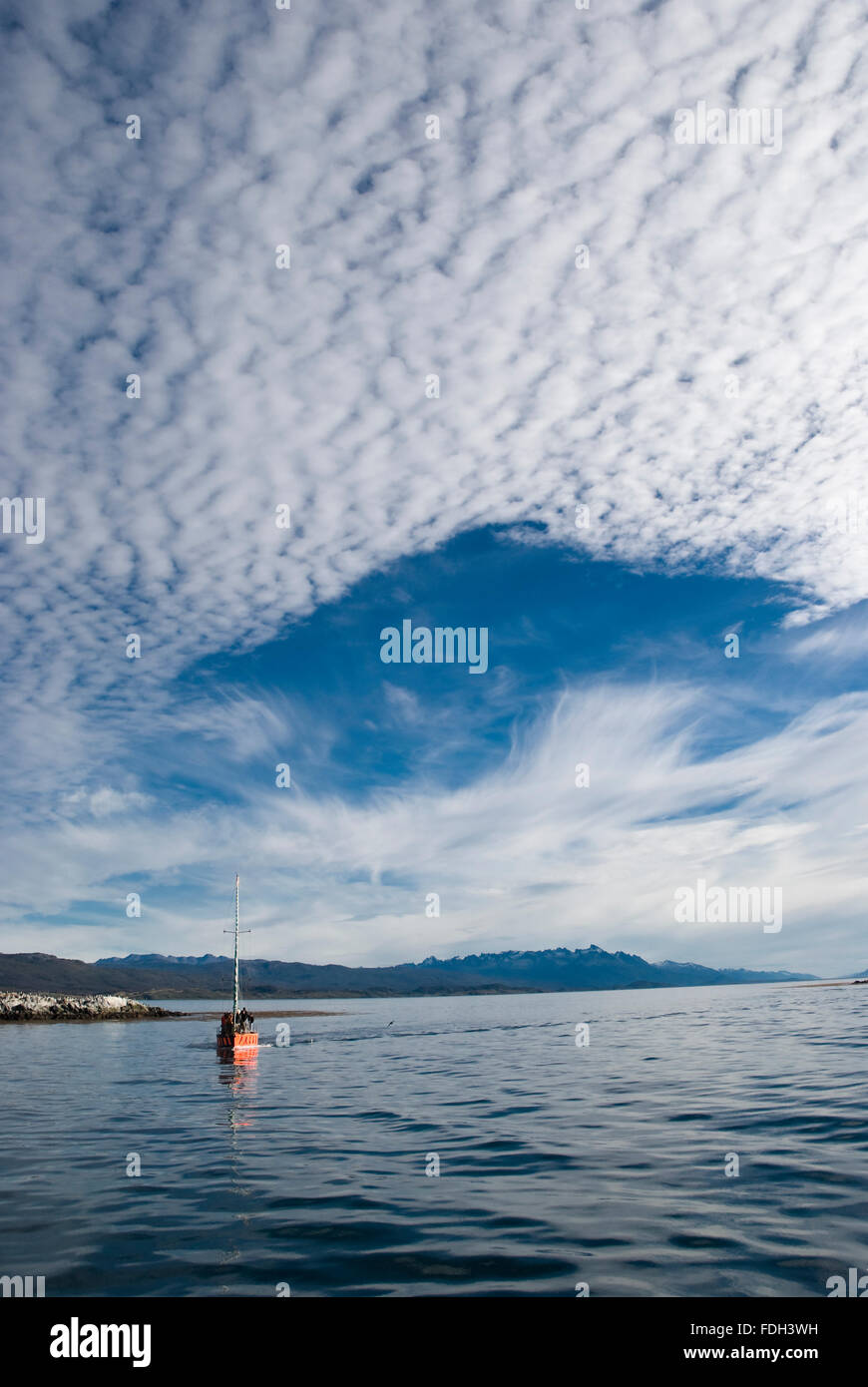 Boat in the Beagle Channel. Patagonia, Ushuaia, Argentina, South ...