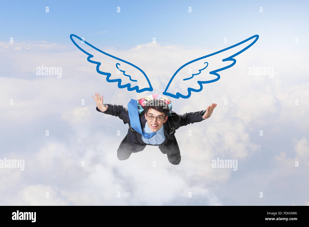 Business man flying fairy wings hi-res stock photography and images - Alamy