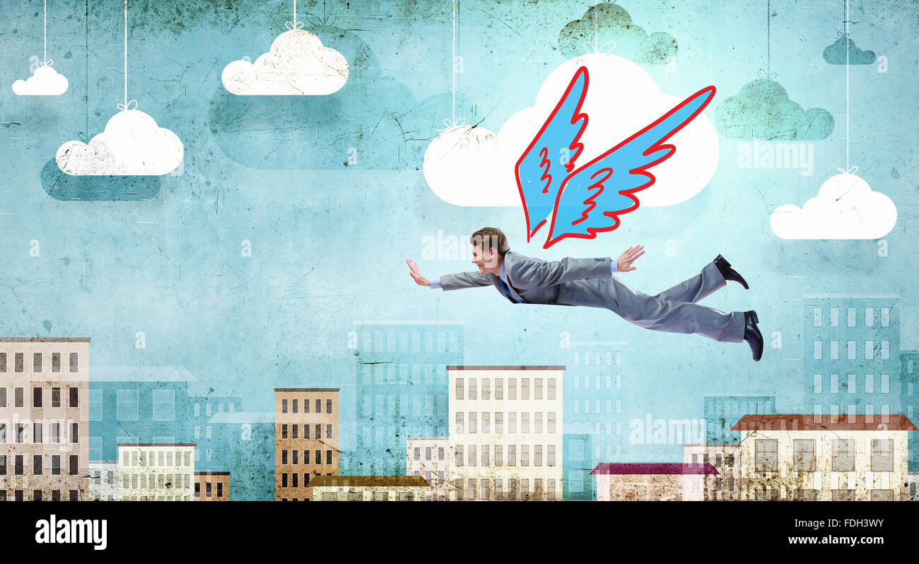 Businessman flying with wings hi-res stock photography and images - Alamy