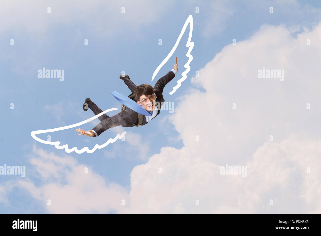 Business man flying fairy wings hi-res stock photography and images - Alamy