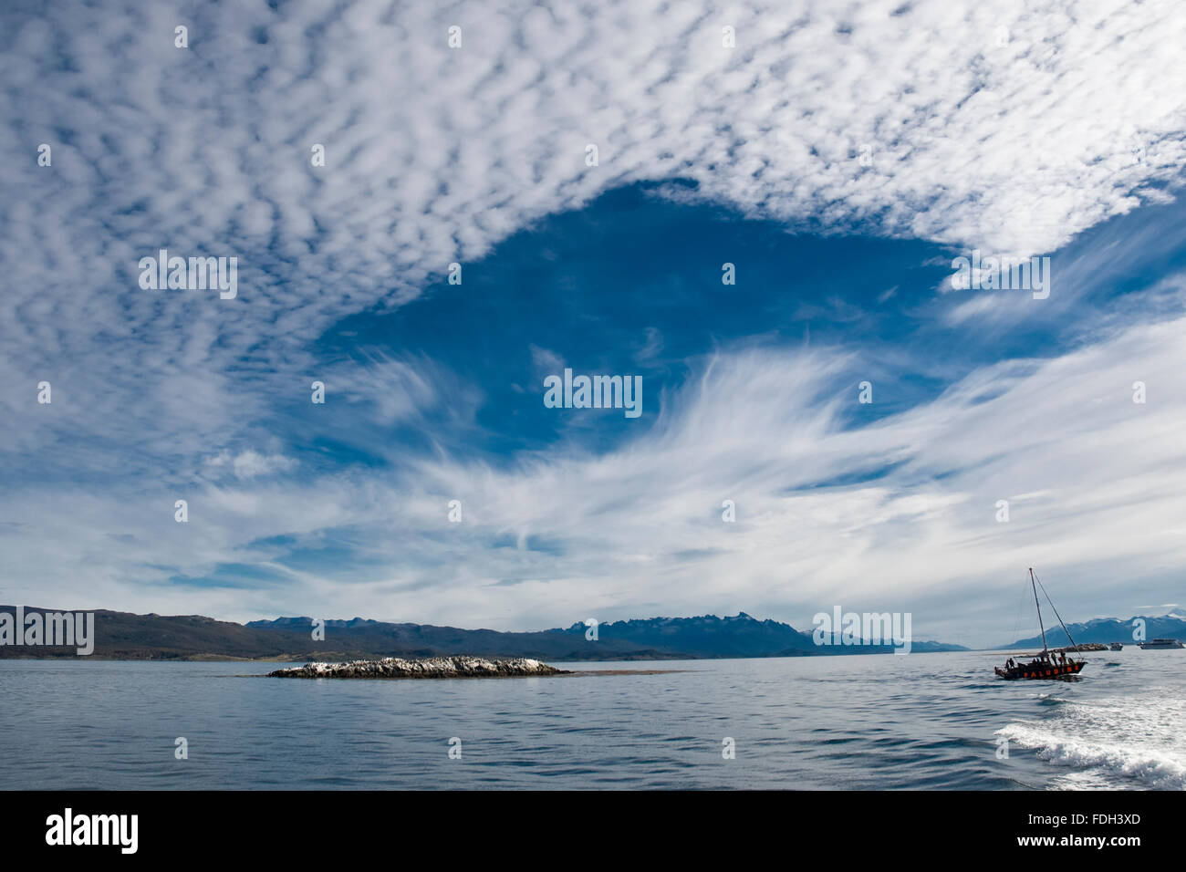 Boat in the Beagle Channel. Patagonia, Ushuaia, Argentina, South ...