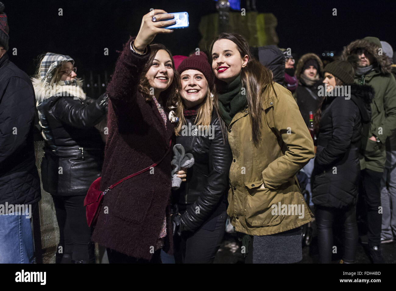 Public party on Princess Street before midnight as part of the Hogmanay ...