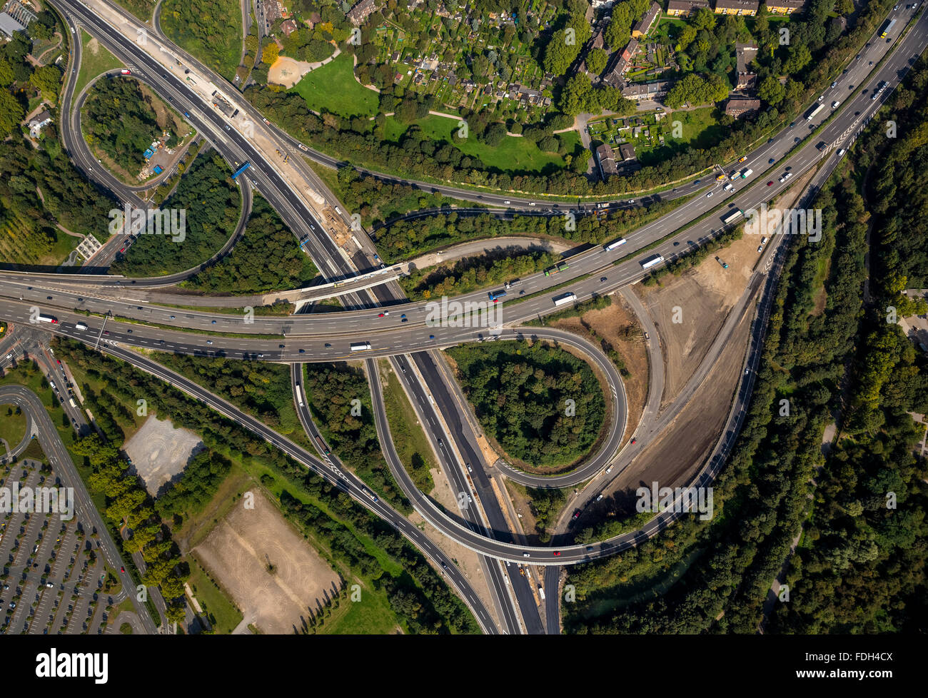 Aerial view, motorway junction A59 and A42, expansion A59 and expansion ...
