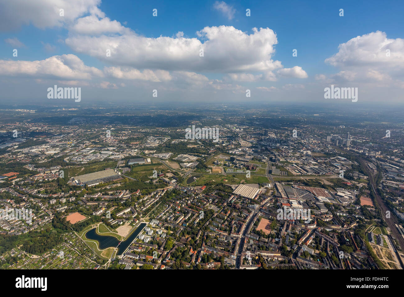 Aerial view, ThyssenKrupp Headquarters Essen with Krupp Belt, Essen ...