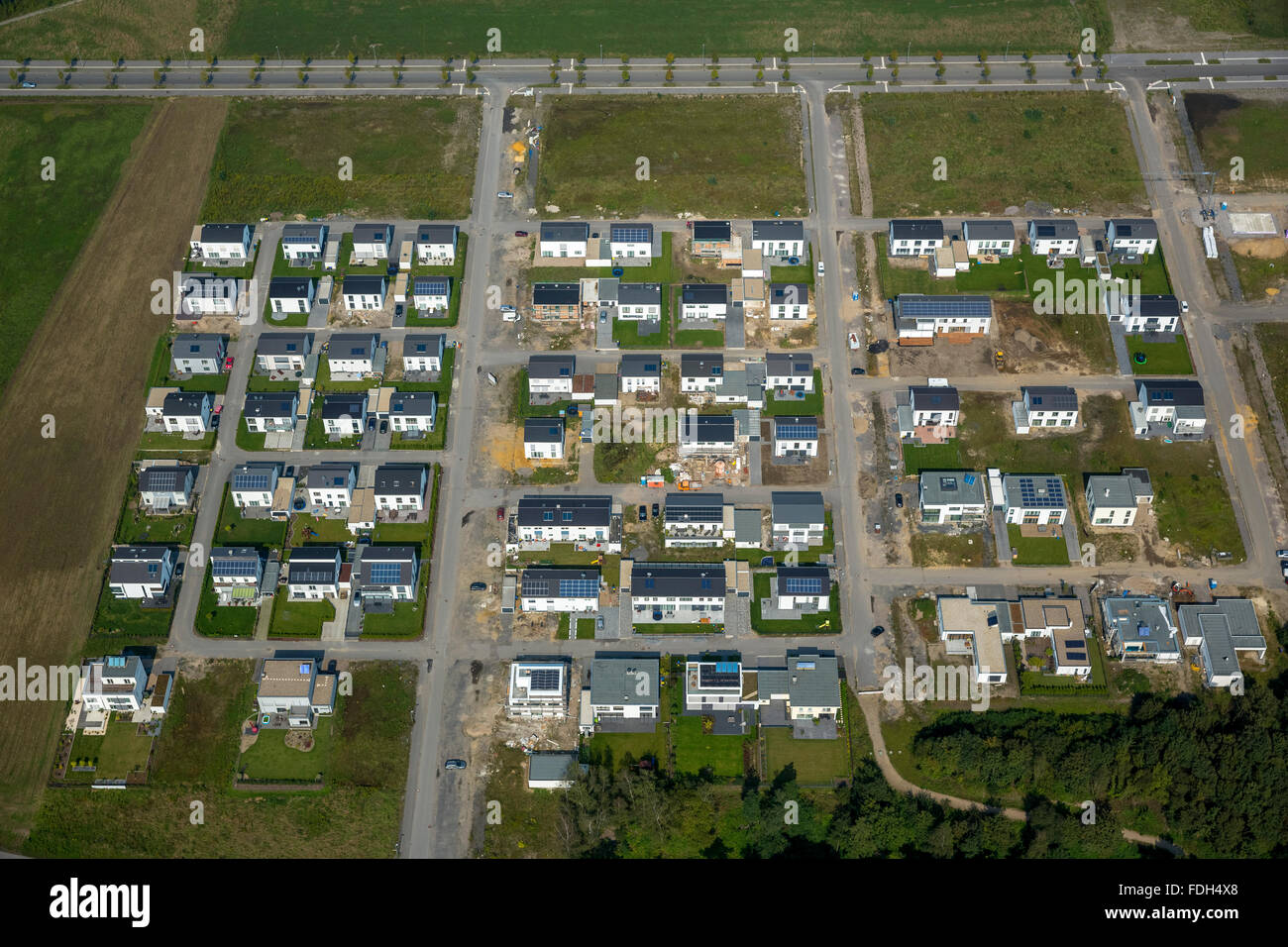 Aerial view, residential park in the grounds of the former colliery ...