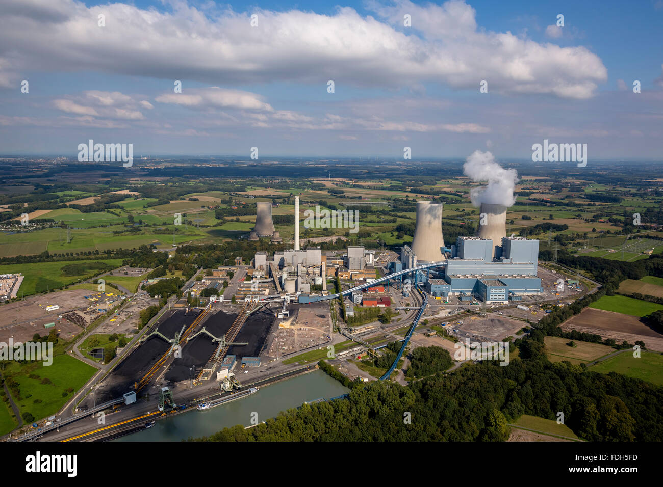 Aerial view, Westfalen power plant RWE RWE Power, Power Station, next ...