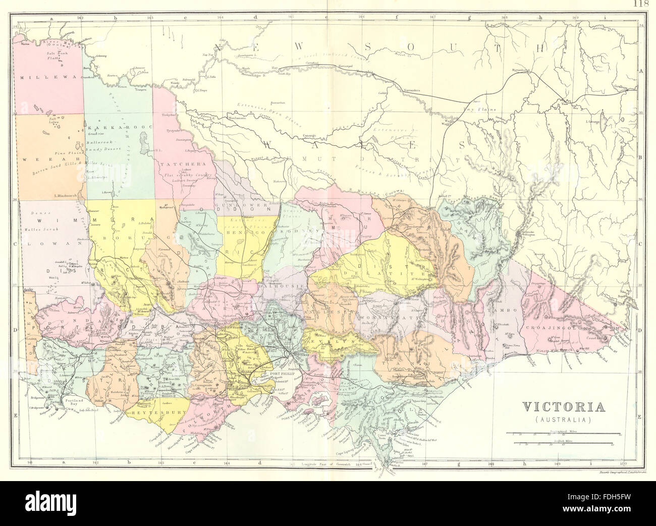 VICTORIA: Australia. Bacon, 1895 antique map Stock Photo - Alamy