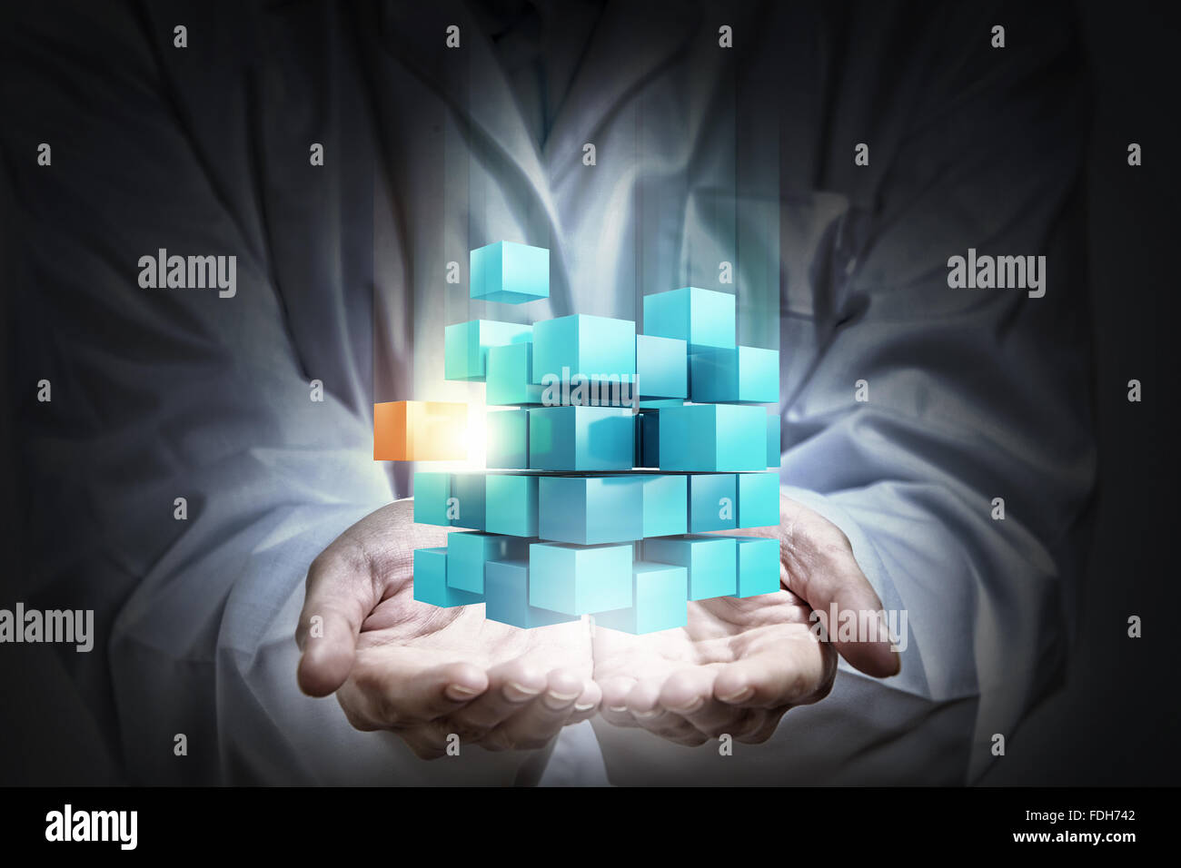 Doctor hands shows cube as symbol of problem solving Stock Photo - Alamy