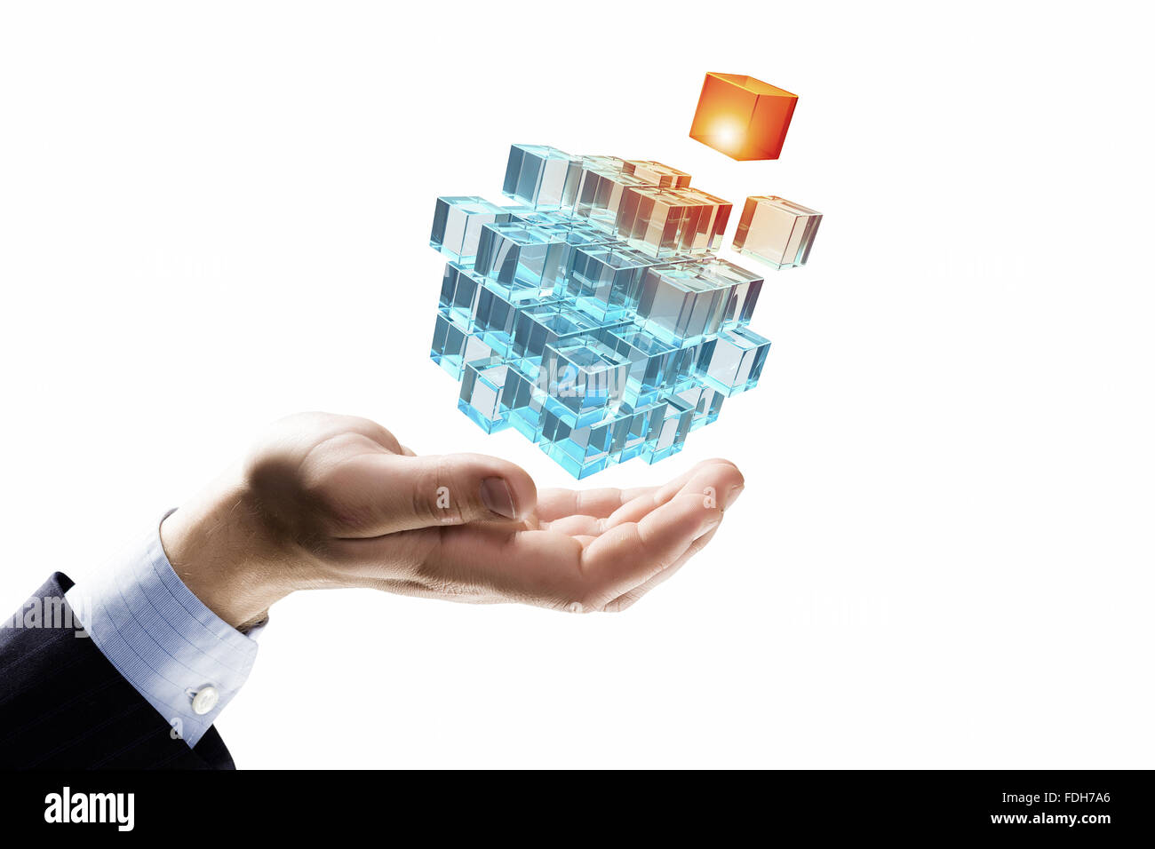 Businessman hand shows cube symbol hi-res stock photography and images ...