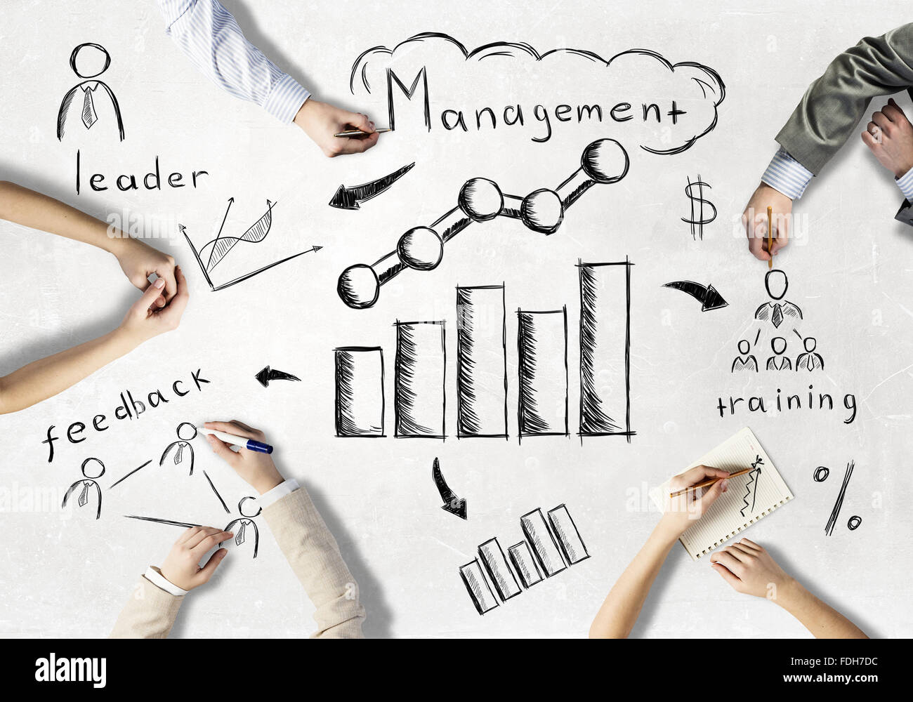 Top view of people hands drawing business teamwork strategy Stock Photo ...