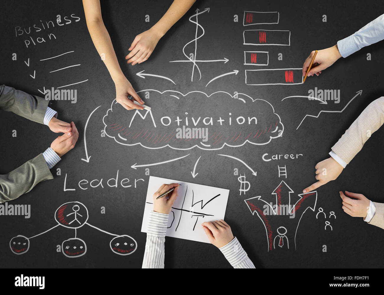 Top view of people hands drawing business teamwork strategy Stock Photo ...