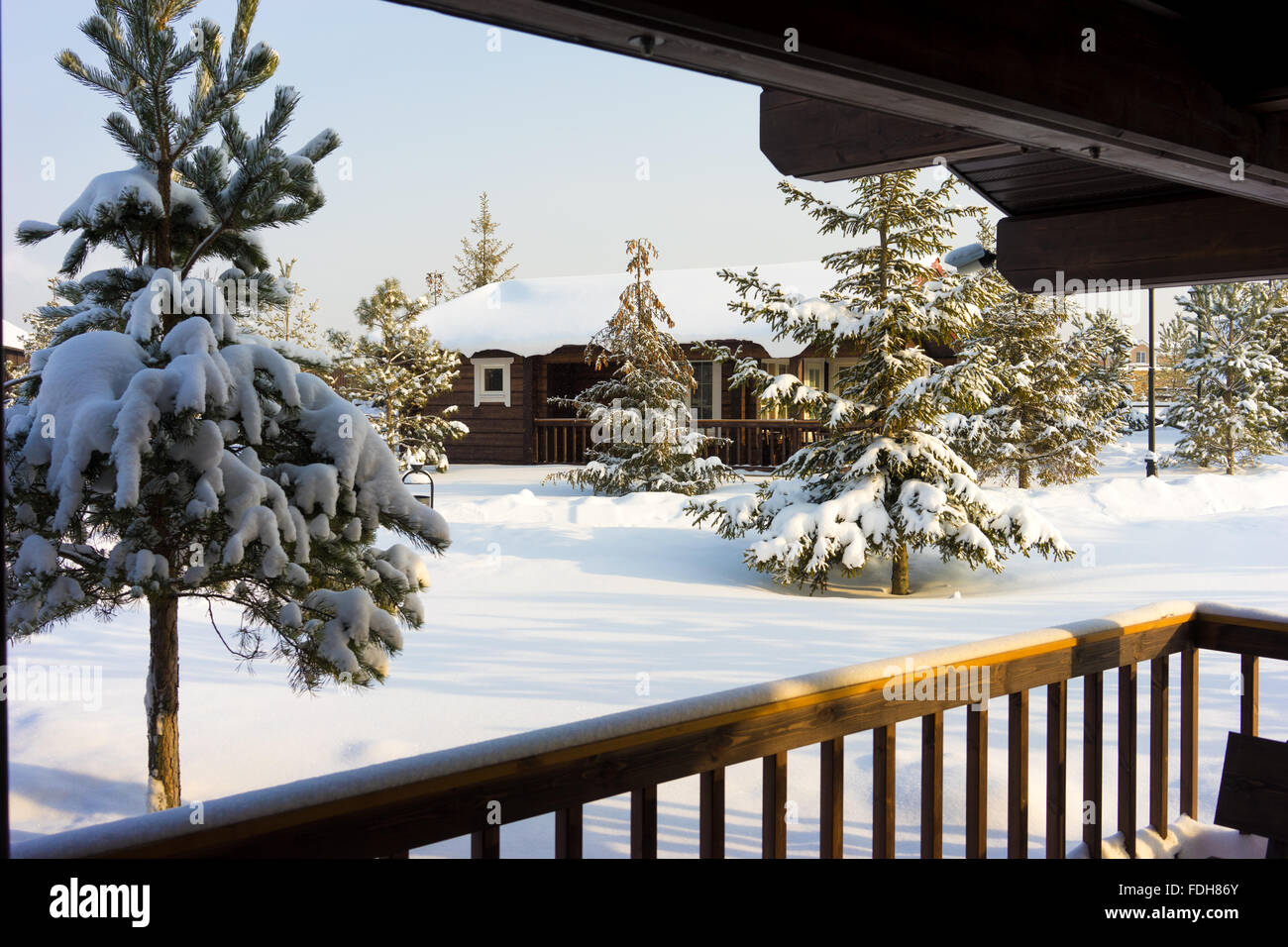 The view from the house veranda, in winter Stock Photo - Alamy