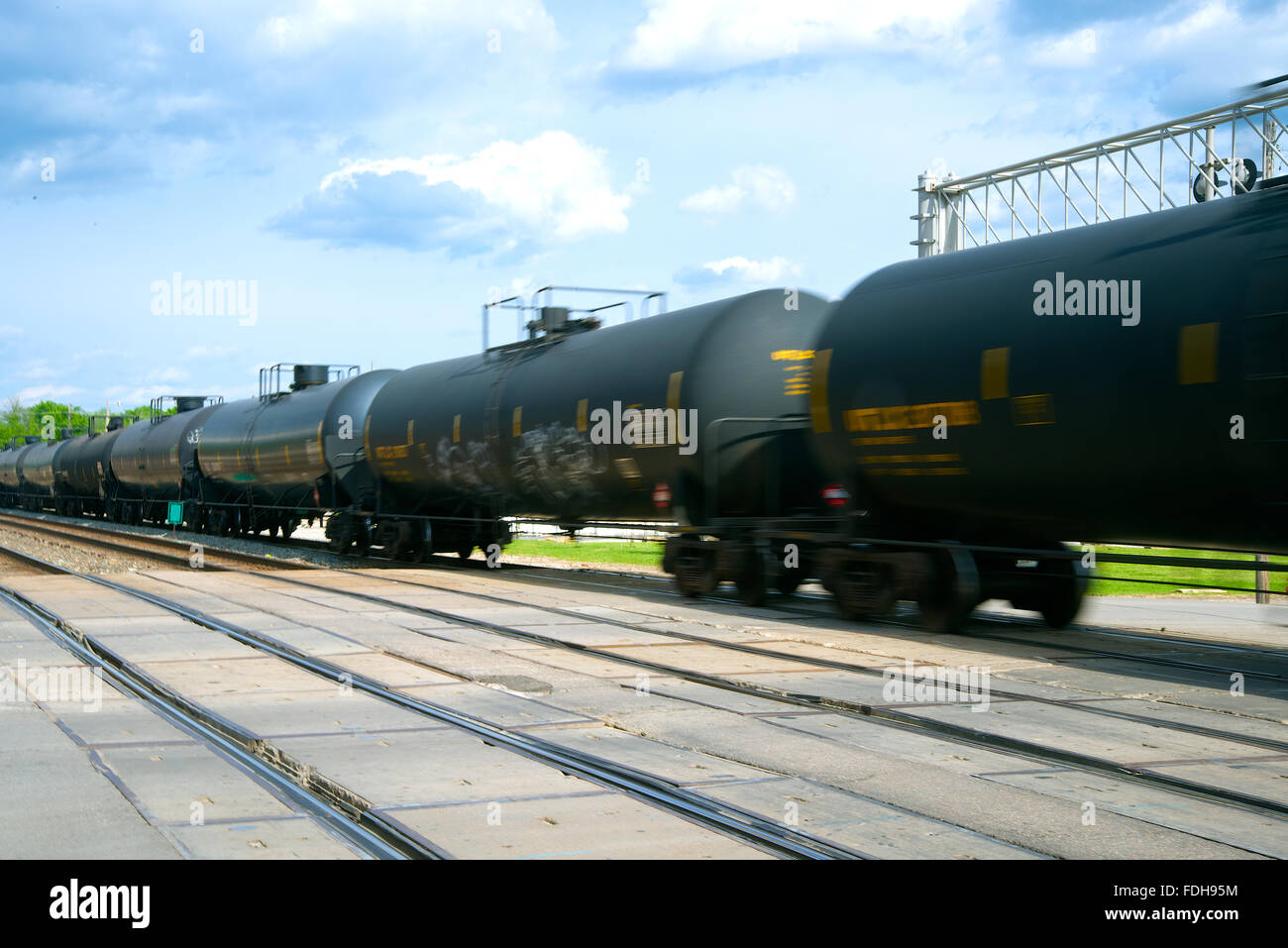 Emporia, Kansas, USA, 14th May 2014 BNSF oil tank train heading west to ...