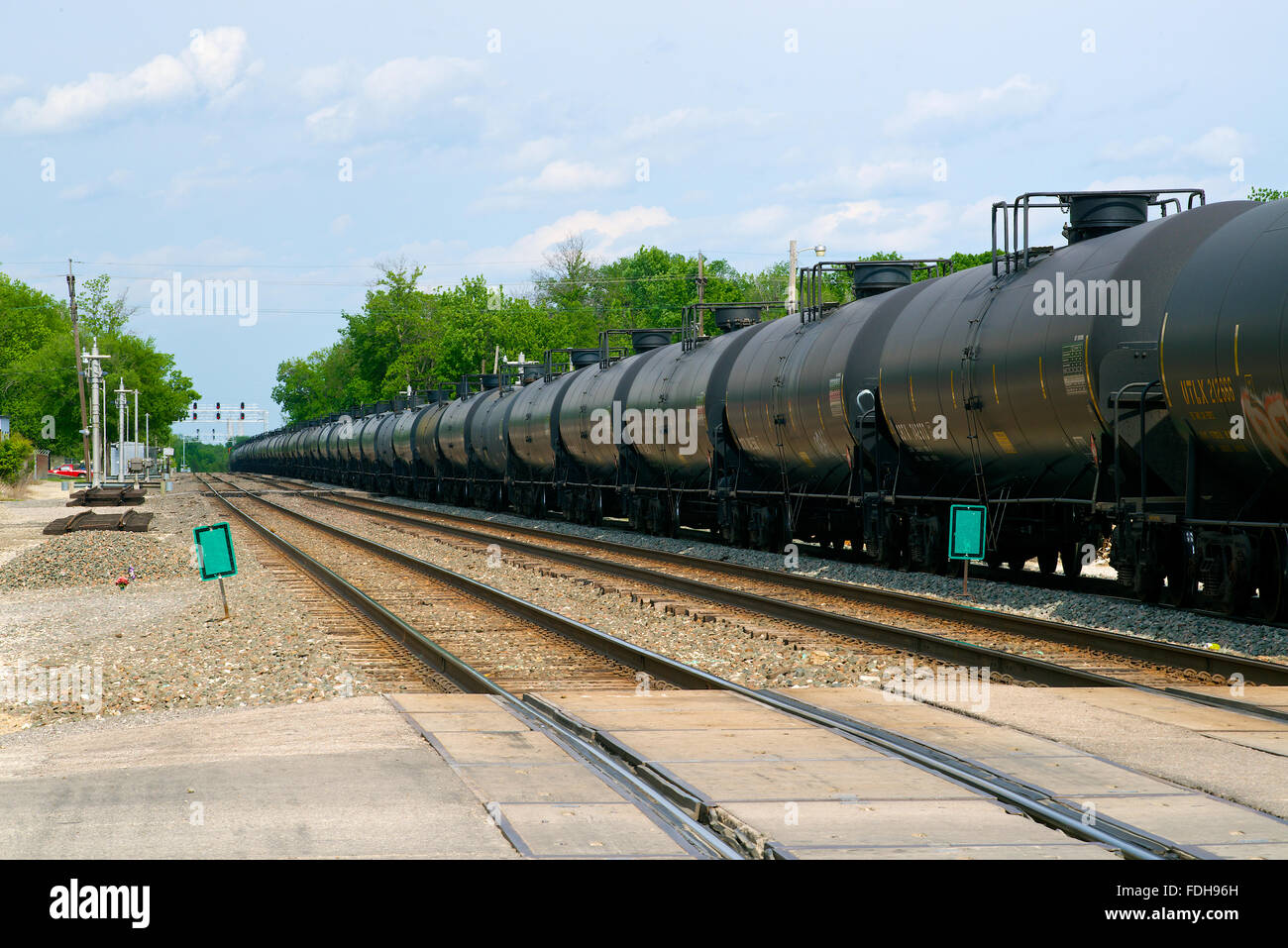 Emporia, Kansas, USA, 14th May 2014 BNSF oil tank train heading west to ...