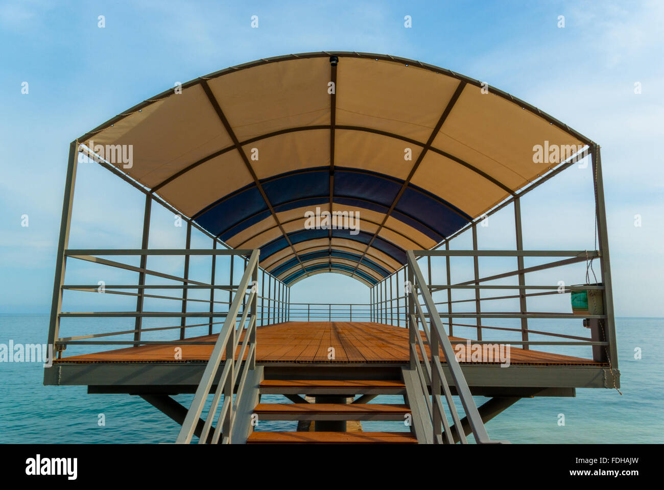 The morning on an empty canopy beach, Crimea Stock Photo - Alamy