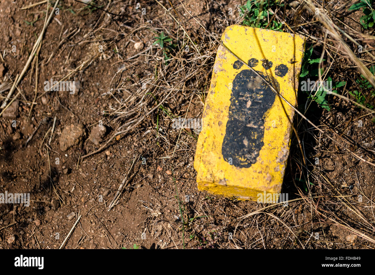 Footpath marker on a trail at the Mlilwane Wildlife Sanctuary in ...