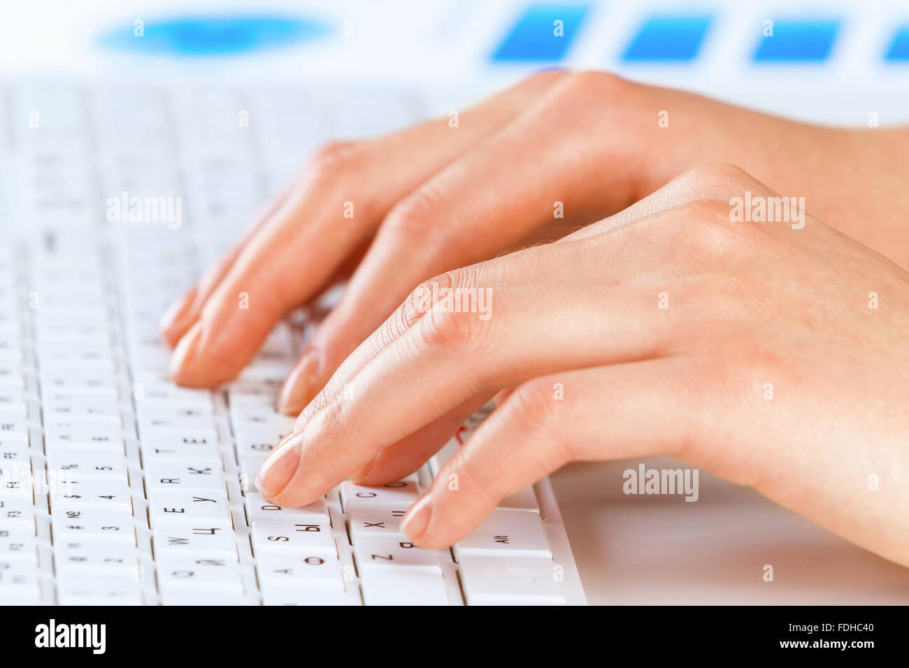 Close up of female hands typing on keyboard Stock Photo - Alamy