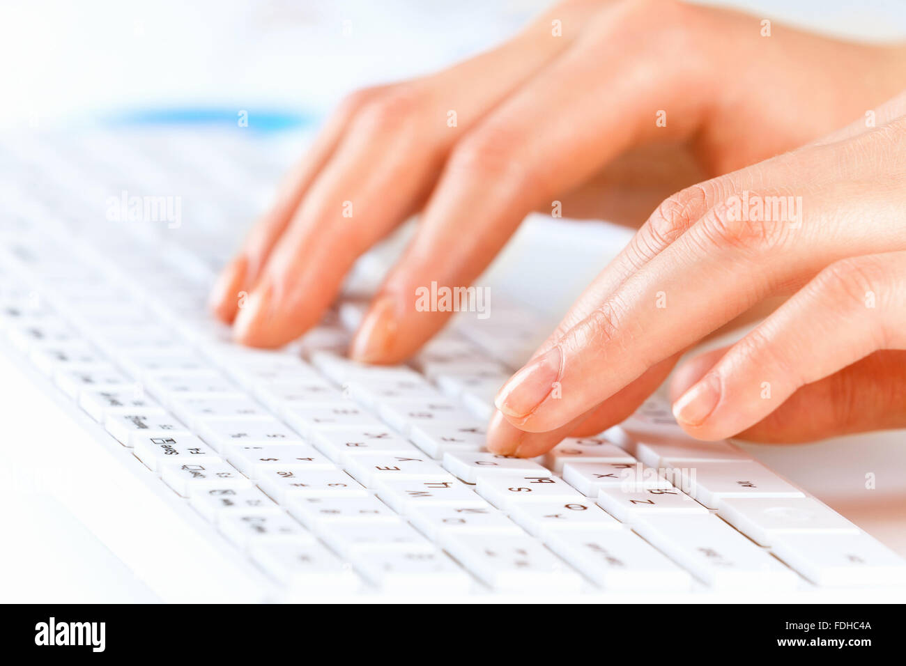 Close up of female hands typing on keyboard Stock Photo - Alamy