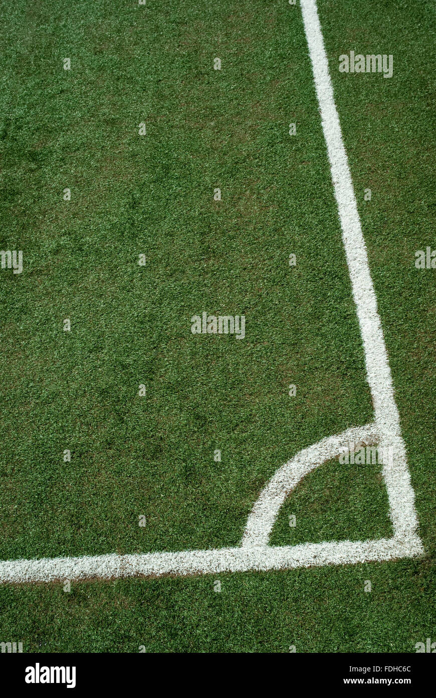 The lines on soccer field (Corner kick area Stock Photo - Alamy