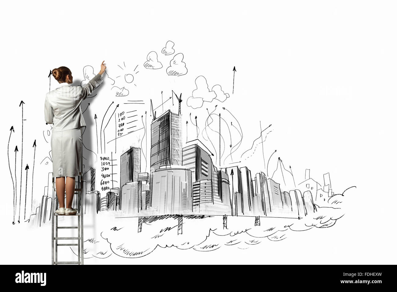 Sketch On Wall Construction Details High Resolution Stock Photography ...