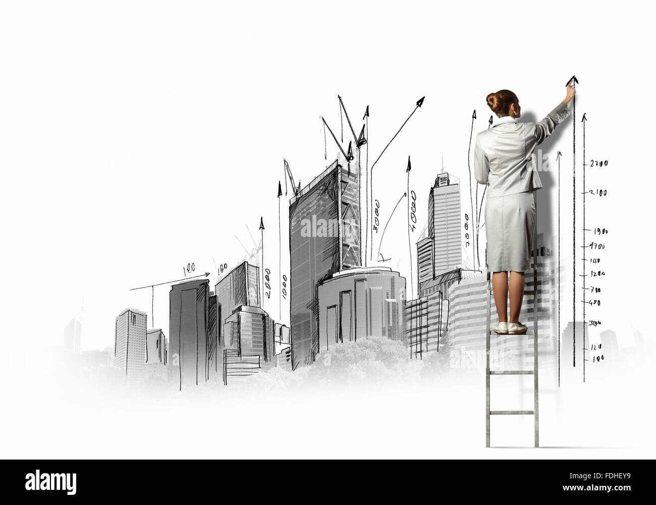 Sketch on wall construction details Cut Out Stock Images & Pictures - Alamy