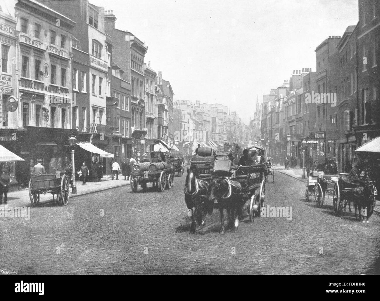 LONDON: The Borough- A View of the High Street, antique print 1896 ...