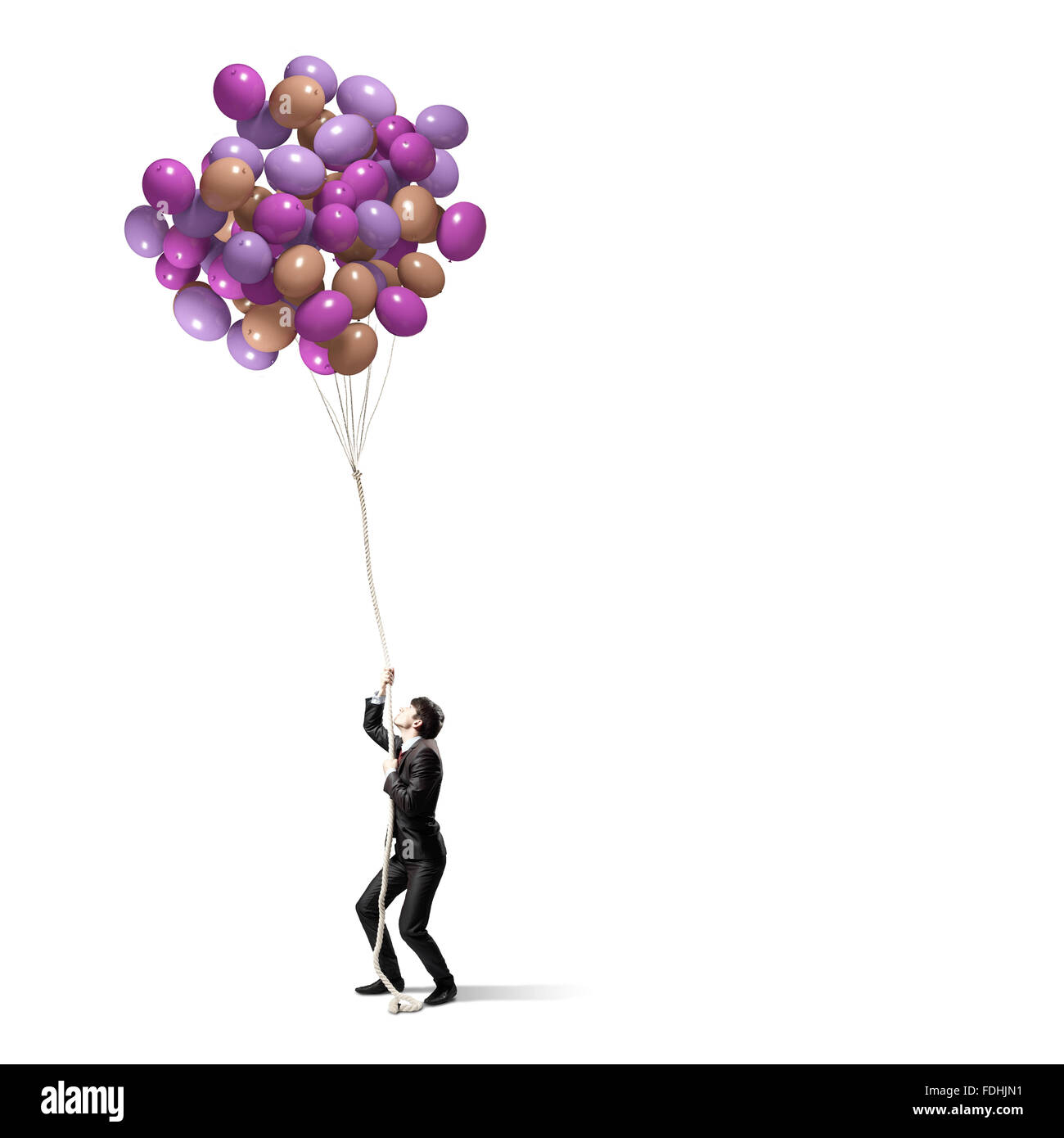 Young successful businessman holding bunch of colorful balloons Stock ...