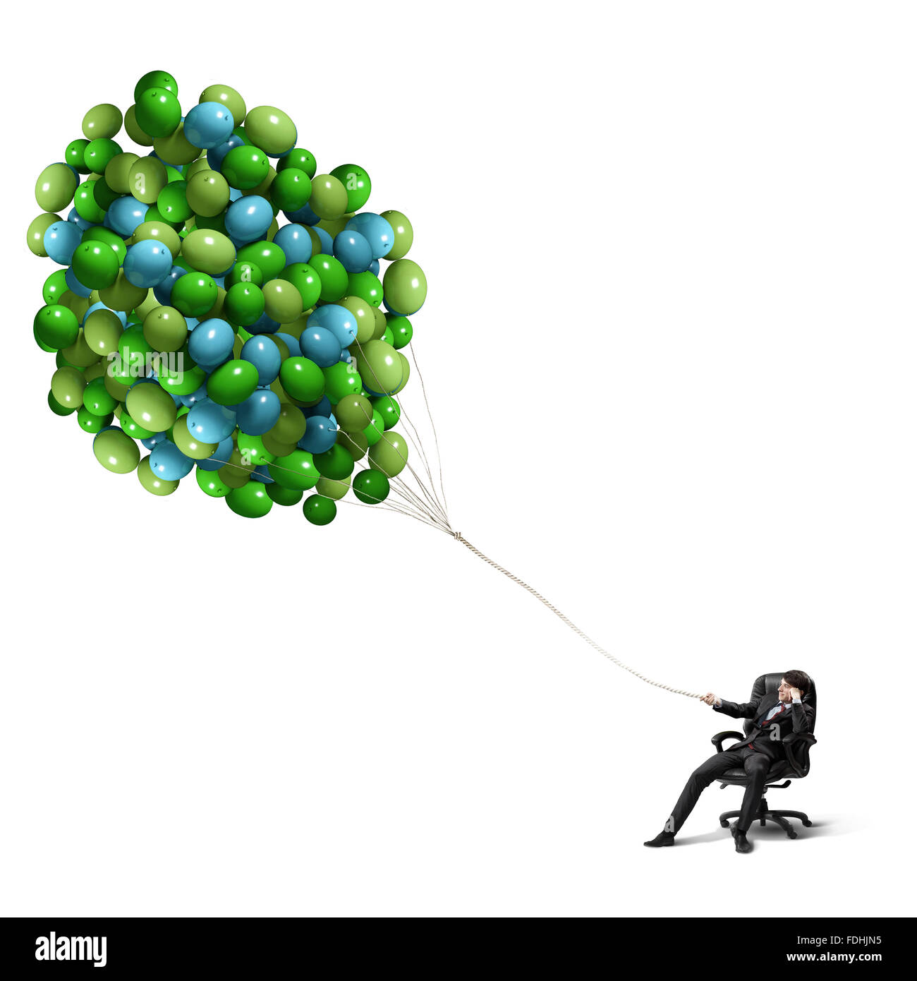 Young successful businessman holding bunch of colorful balloons Stock ...