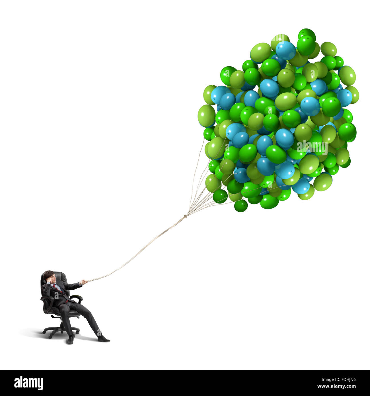 Young successful businessman holding bunch of colorful balloons Stock ...