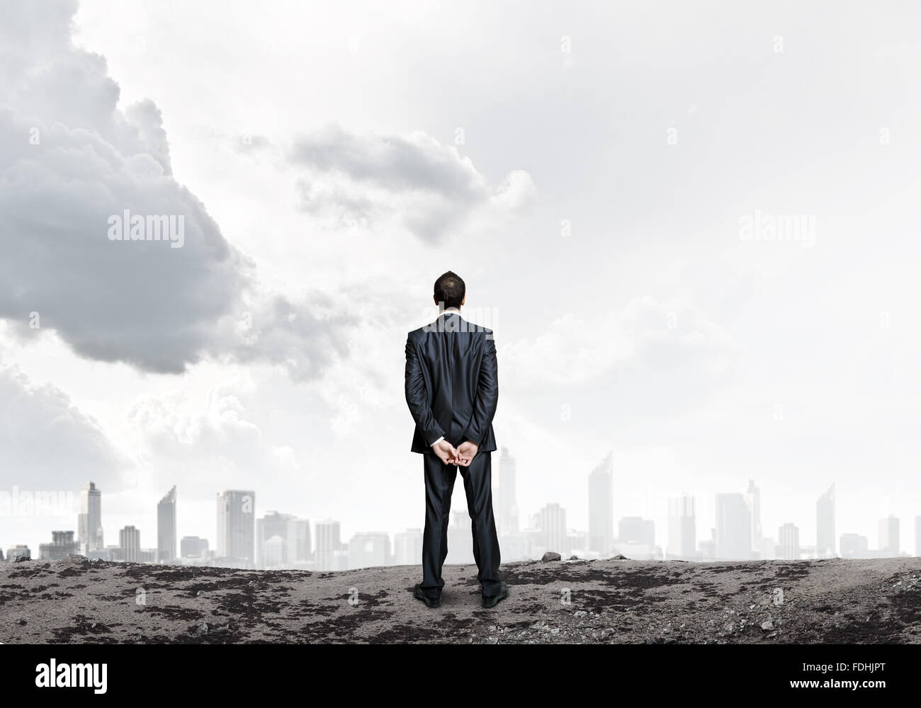 Back view of confident businessman looking at city Stock Photo - Alamy