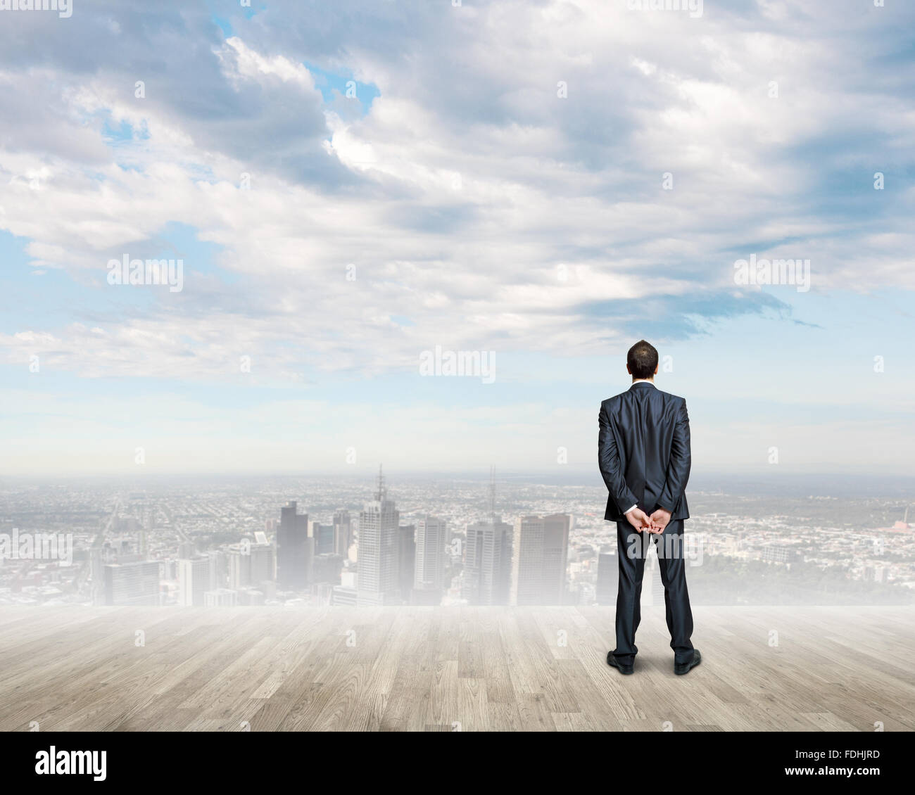 Back view of confident businessman looking at city Stock Photo - Alamy